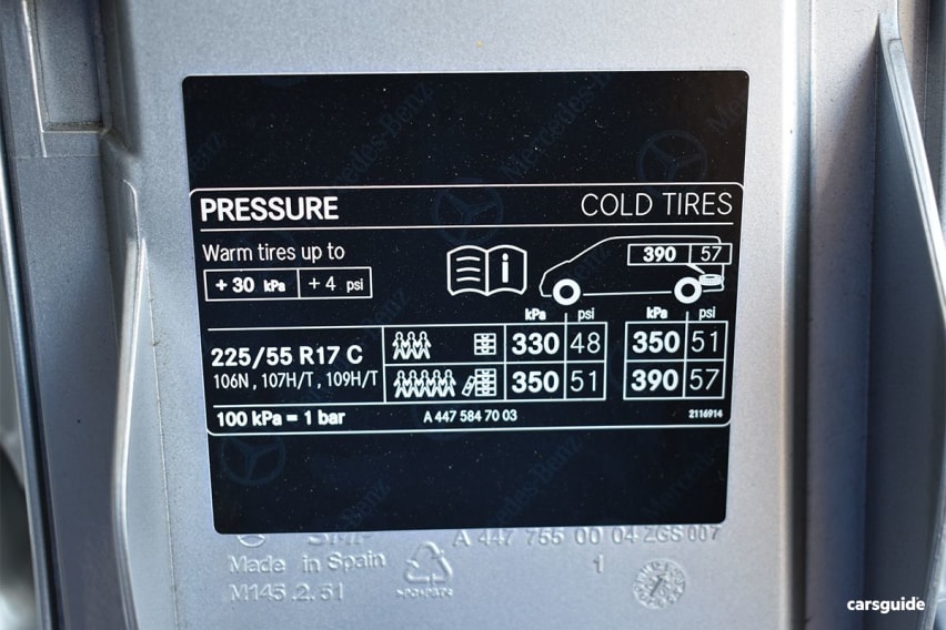 Mercedes-Benz Evito 2024 Tyre Pressure | CarsGuide